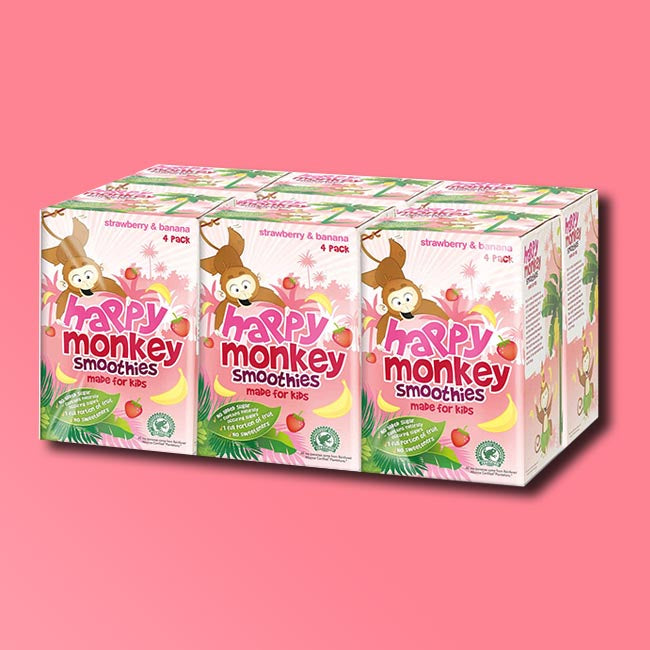 Happy Monkey - Kids Fruit Smoothies - Strawberry & Banana — Snackfully